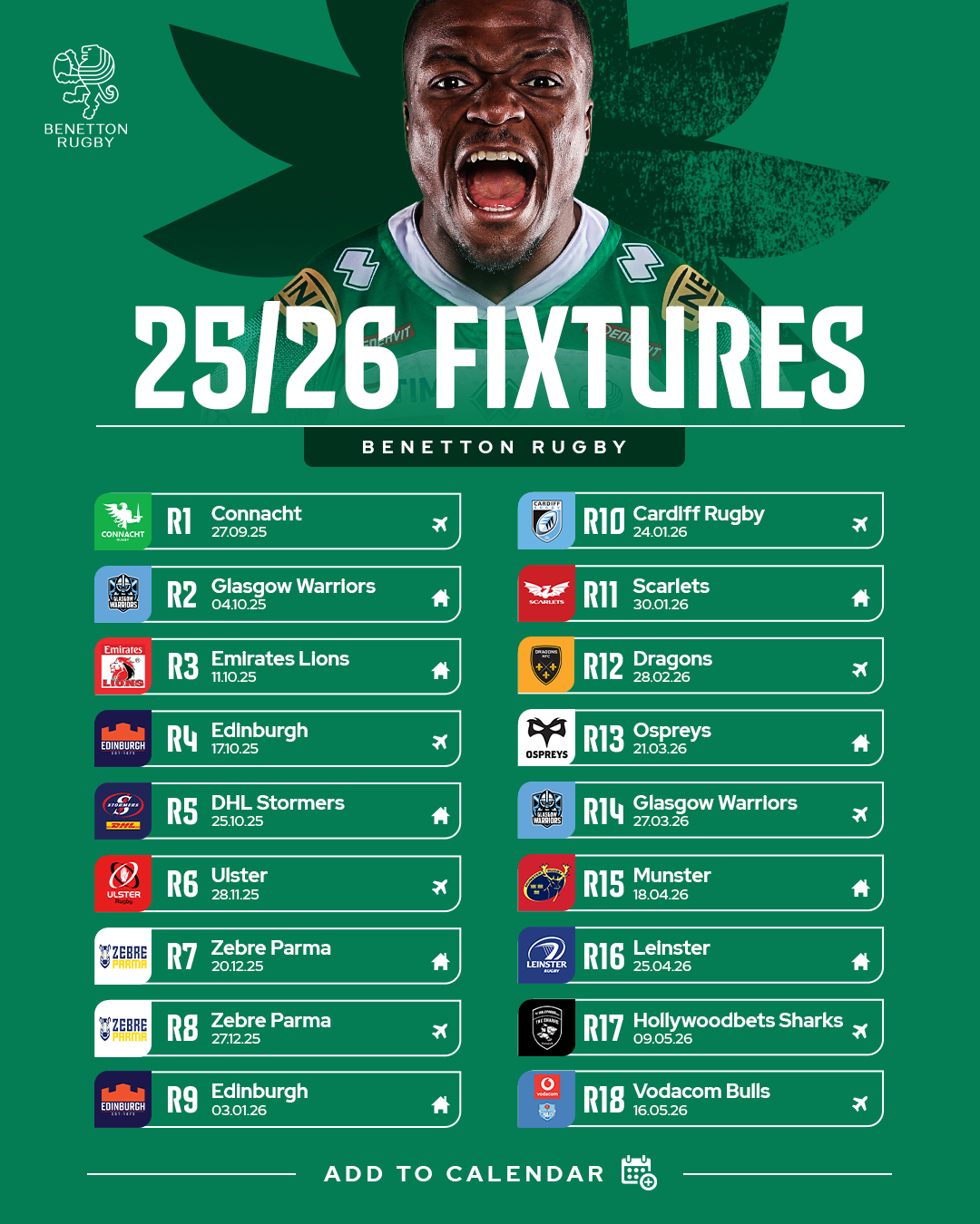 URC 2025/26 Fixtures | United Rugby Championship