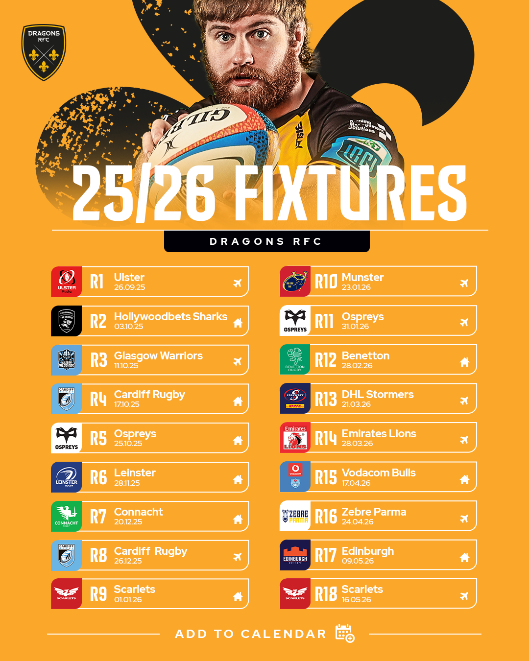 URC 2025/26 Fixtures | United Rugby Championship