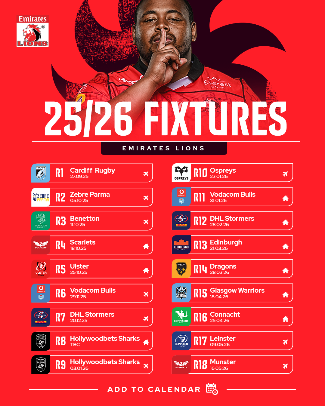 URC 2025/26 Fixtures | United Rugby Championship
