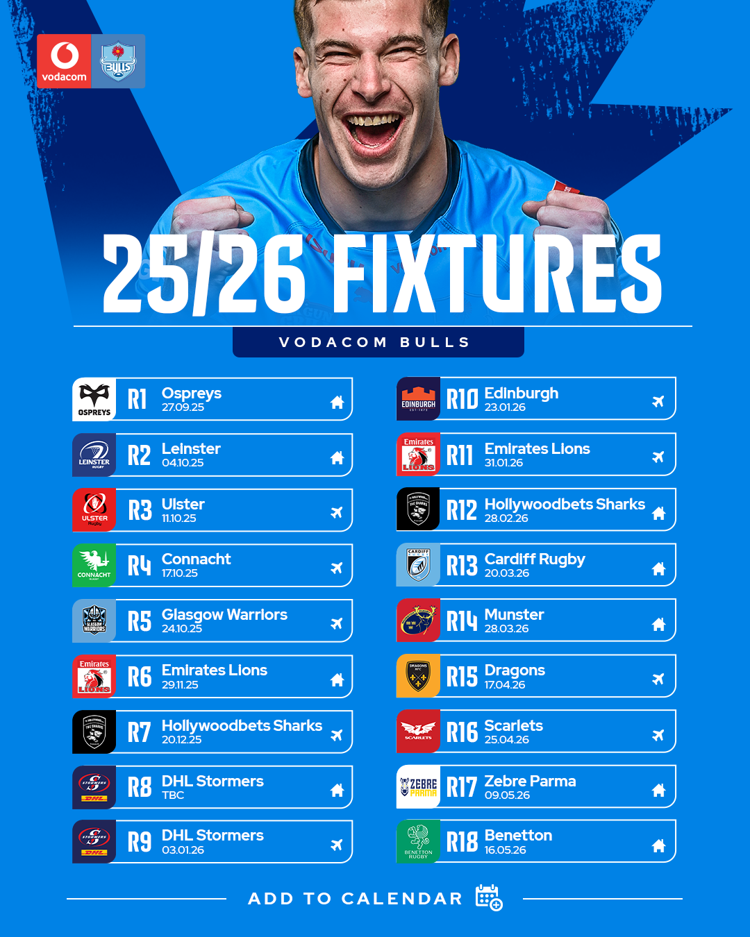 URC 2025/26 Fixtures | United Rugby Championship