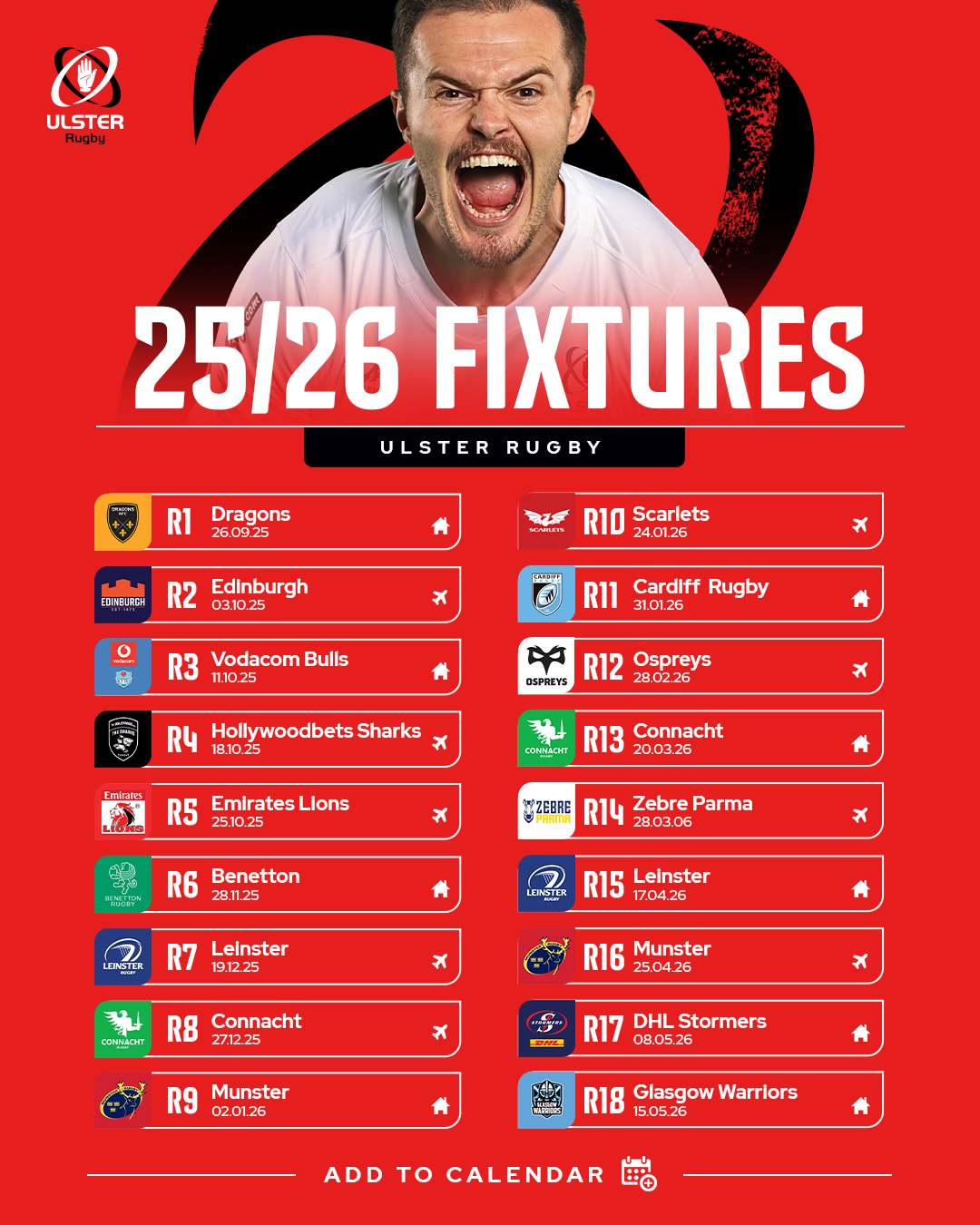 URC 2025/26 Fixtures | United Rugby Championship
