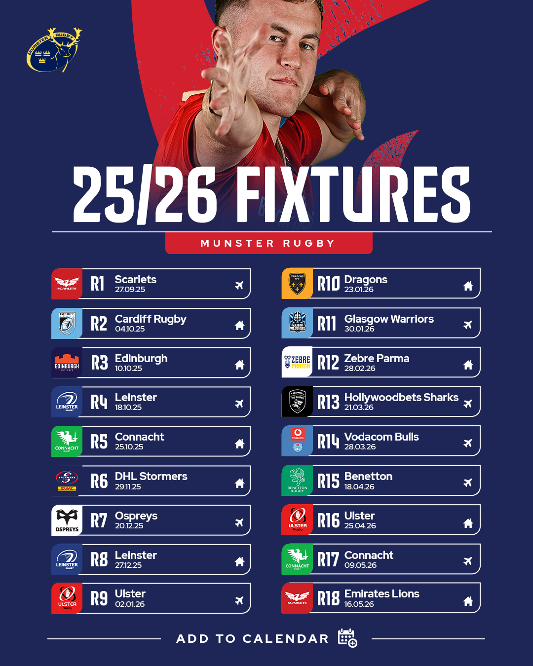 URC 2025/26 Fixtures | United Rugby Championship